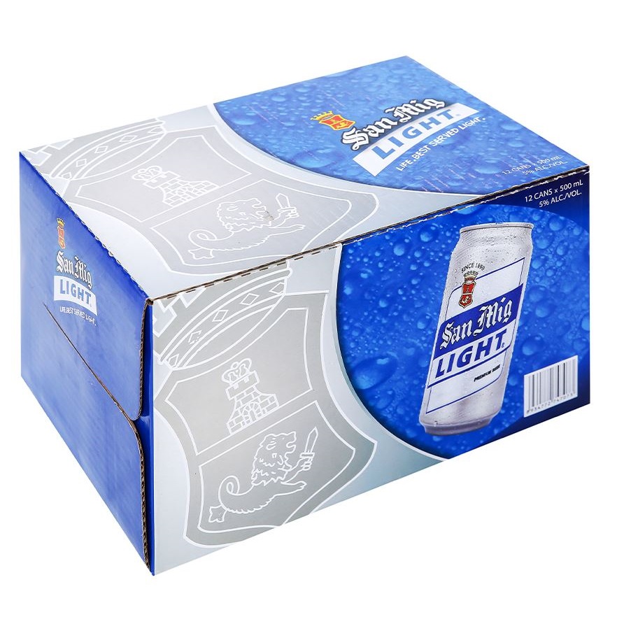 Thùng 12 Lon Bia San Miguel Light 500ml x 12 Lon