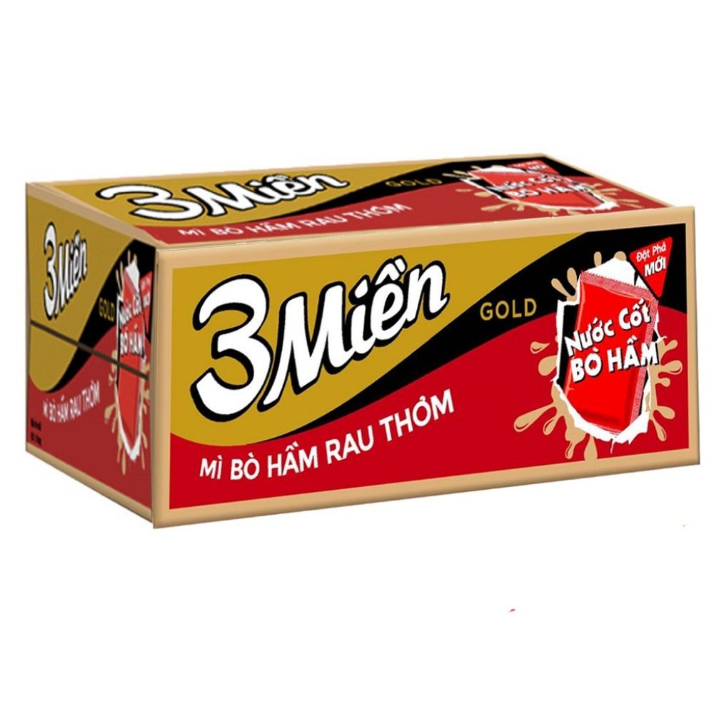 Thùng 30 Gói Mì Reeva 3 Miền Gold Bò Hầm 75g