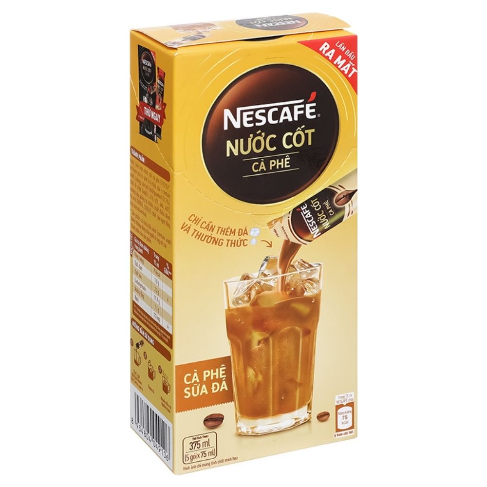 Nước Cốt Nescafé Cà Phê Sữa Đá 5 Gói x 75ml