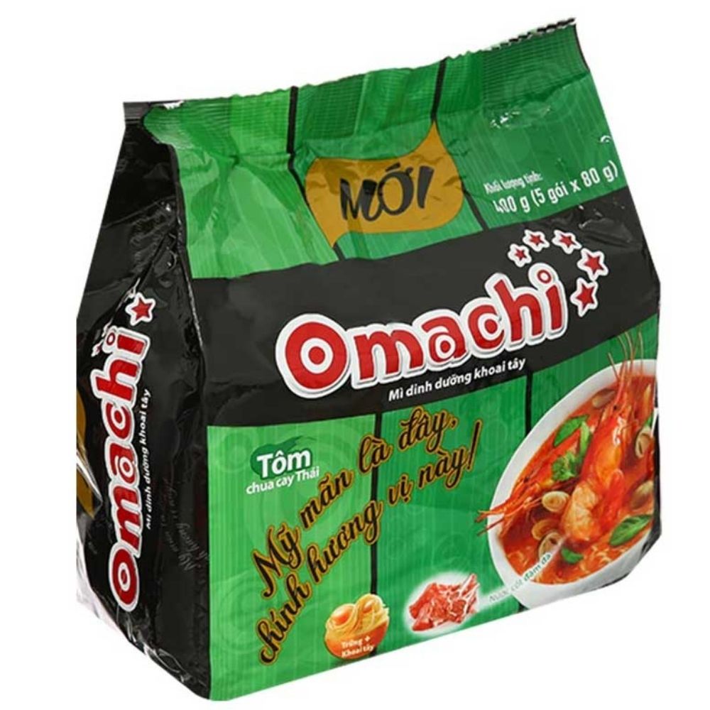 Lốc 5 Gói Mì Tôm Omachi Chua Cay Thái 80g x 5