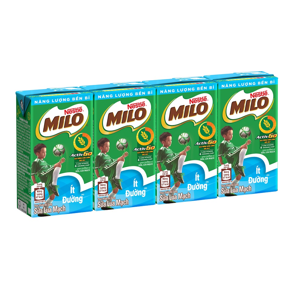 Lốc 4 hộp sữa lúa mạch ít đường Milo 110ml GIÁ TỐT - AEONESHOP