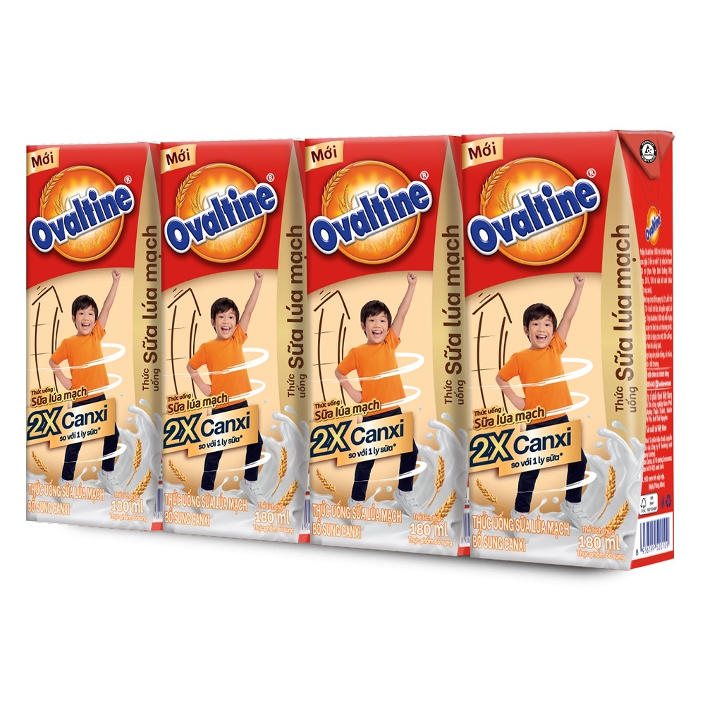 Lốc 4 Sữa Lúa Mạch Ovaltine Bổ Sung Canxi 180ml
