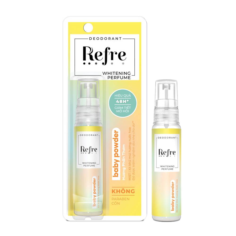 Xịt Khử Mùi Refre Whitening Perfume Hương Phấn Baby Powder 30ml