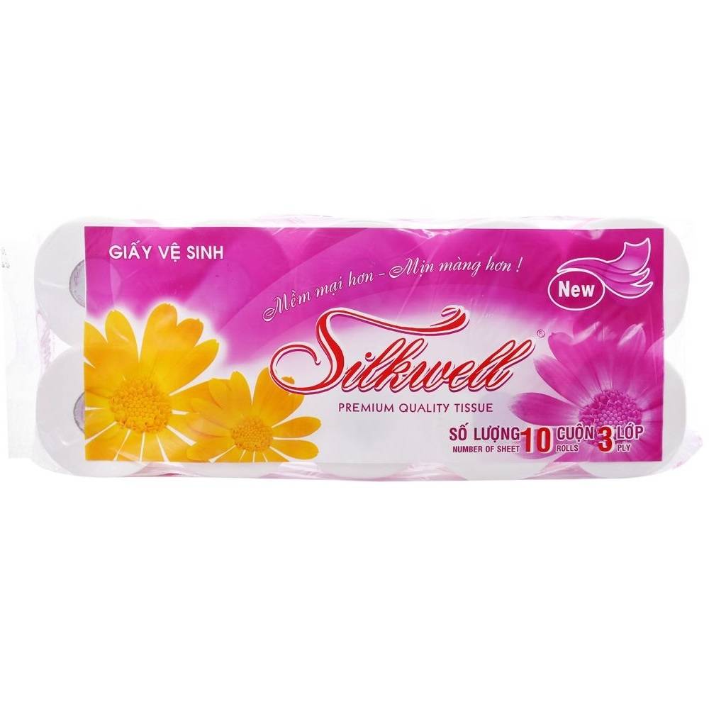 Giấy Vệ Sinh Cao Cấp Silkwell 3 Lớp - Tím 10 Cuộn