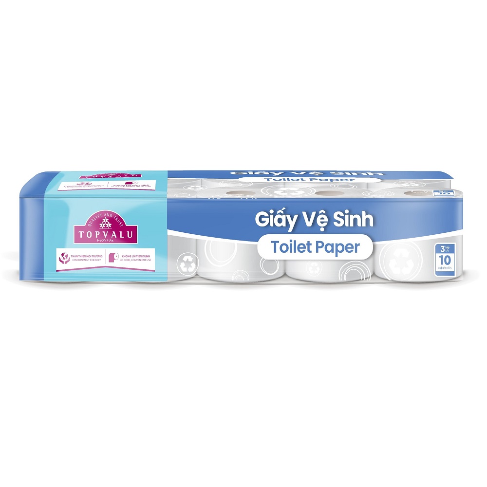 Giấy vệ sinh Topvalu 10 cuộn, 3 lớp chính hãng giá tốt T5/2025