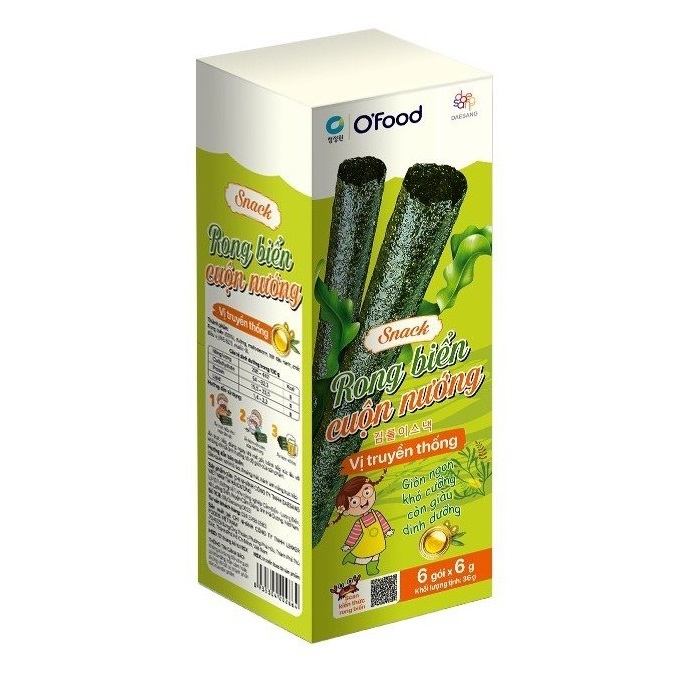 Snack Rong Biển Cuộn O'food Vị Truyền Thống Hộp 6 Gói x 6g