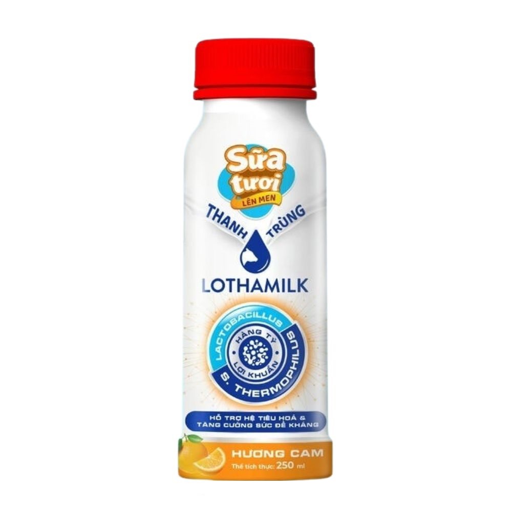 Sữa Tươi Lên Men Thanh Trùng Lothamilk Vị Cam 250ml