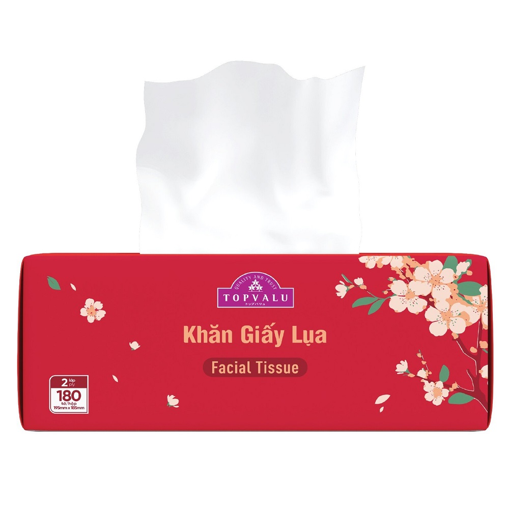 Khăn Giấy Hộp Tết Topvalu 2 Lớp 180 Tờ