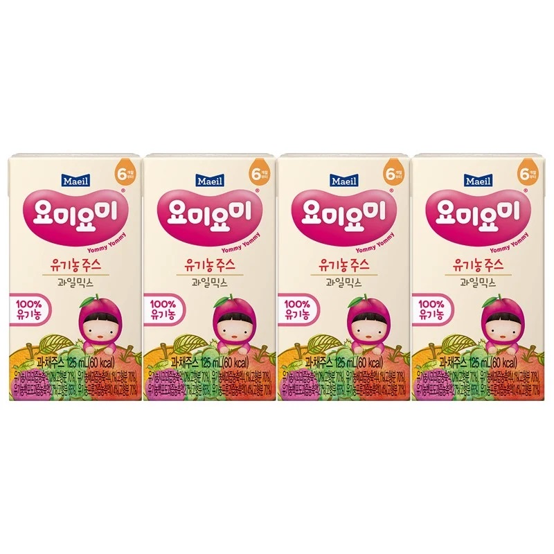 Lốc 4 Hộp Nước Ép Maeil Yummy Organic Vị Hoa Quả 4 x 125ml