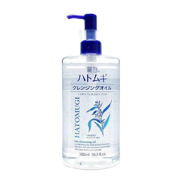 Dầu Tẩy Trang Hatomugi Dưỡng Ẩm & Sáng Da Reihaku 500ml