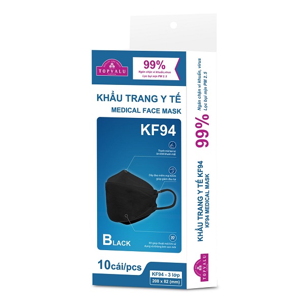 Khẩu Trang Y Tế 3 Lớp KF94 Topvalu Size L 10 Cái