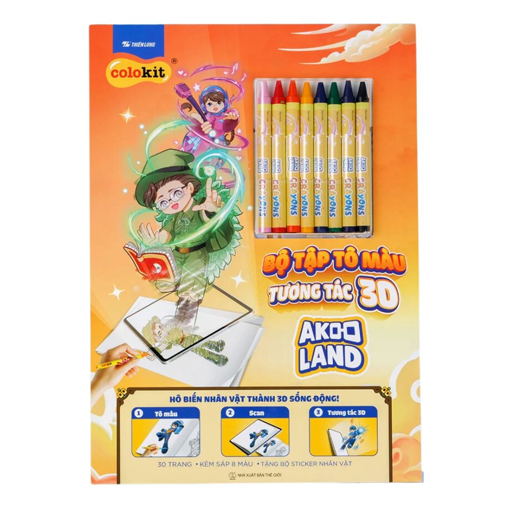 Bộ Tập Tô Màu Tương Tác 3D Thiên Long Colokit COB-C034/AK Nhân Vật Akooland