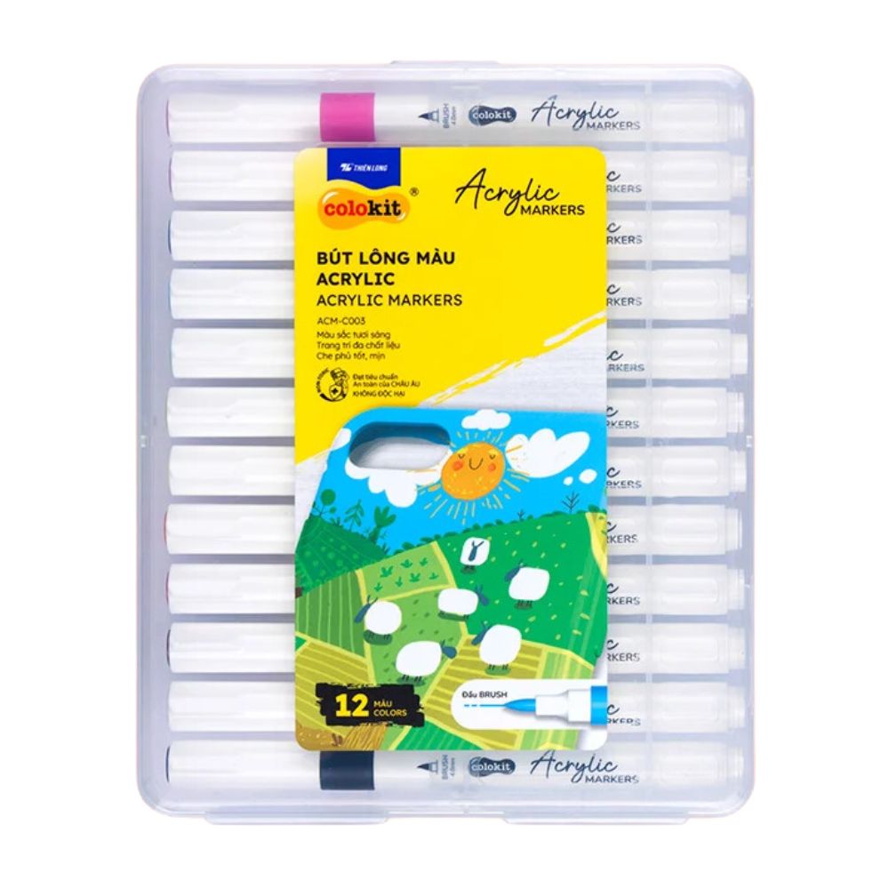 Bút Lông Màu Acrylic 1 Đầu Thiên Long Colokit ACM-C003 12 Màu