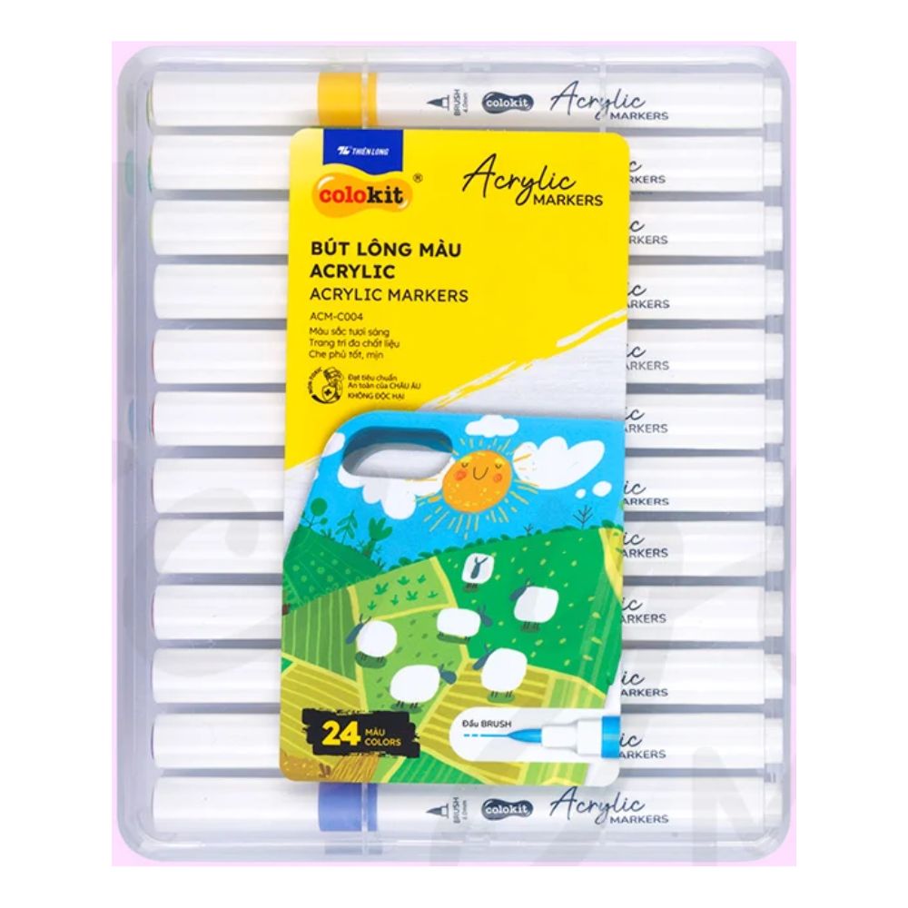 Bút Lông Màu Acrylic 1 Đầu Thiên Long Colokit ACM-C004 24 Màu