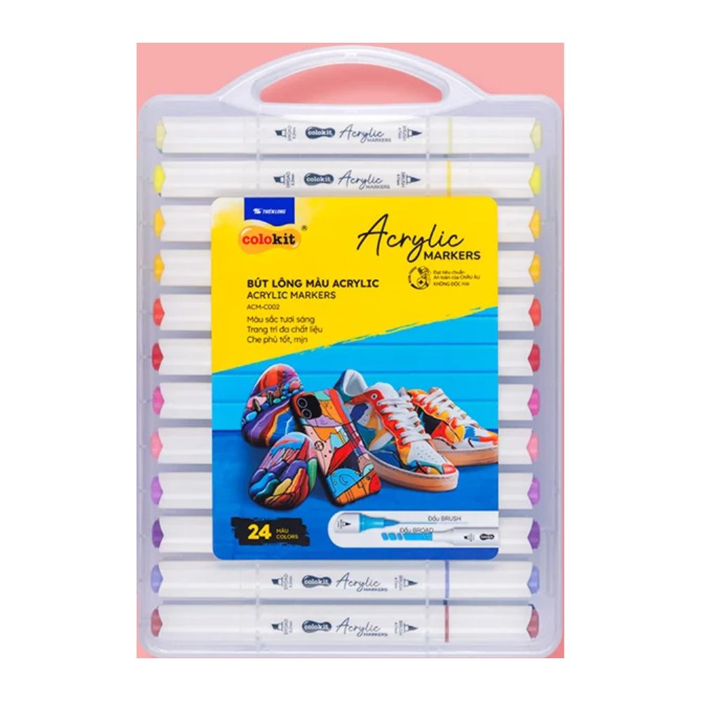 Bút Lông Màu Acrylic 2 Đầu Thiên Long Colokit ACM-C002 24 Màu