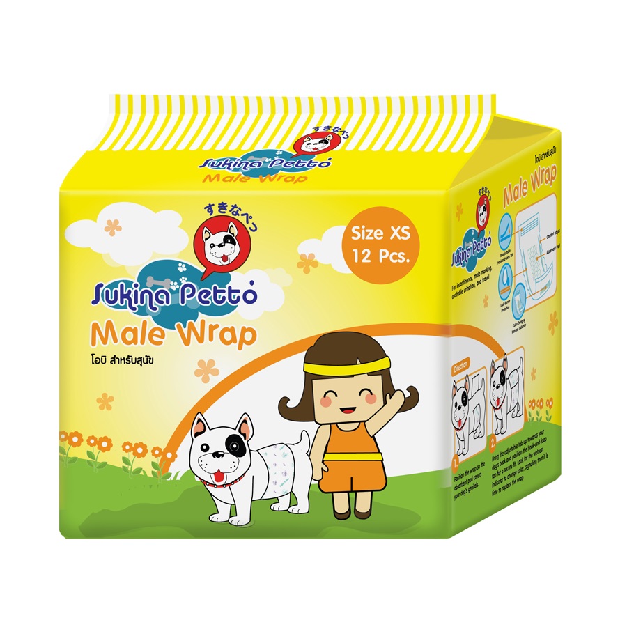 Tã Sukina Cho Chó Đực Size XS Từ 1-3kg 12 Miếng