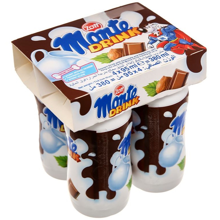 Lốc 4 Váng Sữa Uống Zott Monte Socola 95ml