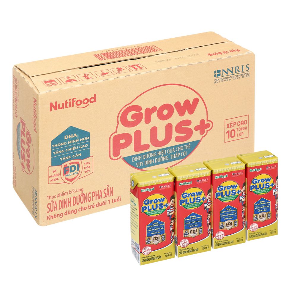 Thùng 48 hộp sữa pha sẵn Nutifood Growplus+ Đỏ 180ml GIÁ TỐT tại AEONESHOP