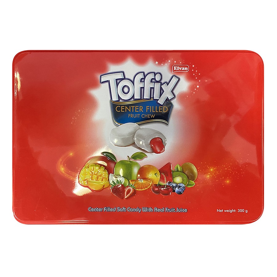 Kẹo Trái Cây Toffix Elvan Hộp Thiếc Nhỏ 300g