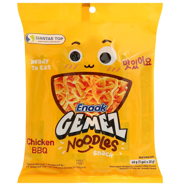 Gói 3 Snack Mì Enaak Hương Gà BBQ 3 x 20g