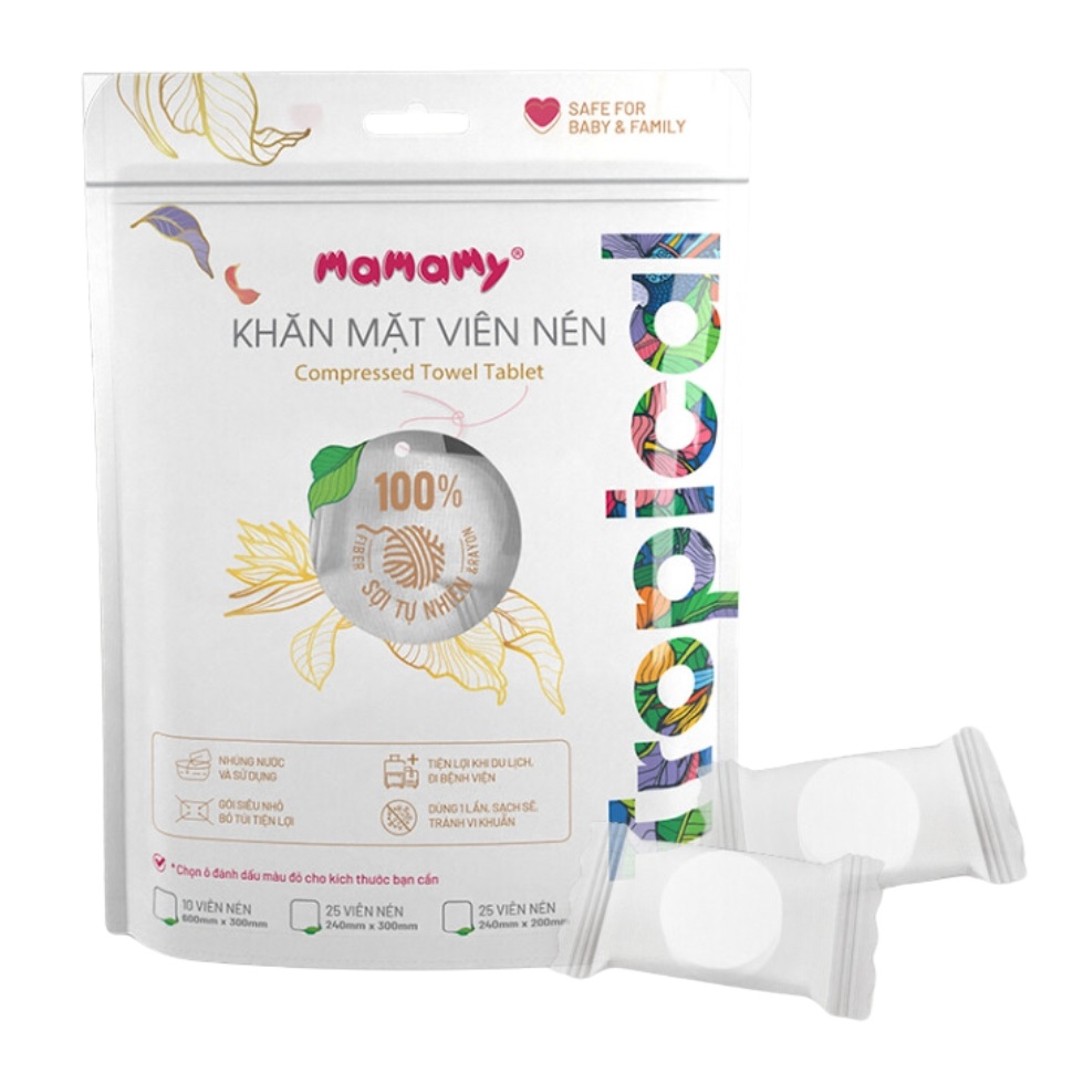 Khăn Mặt Mamamy Tropical Viên Nén 25 Viên