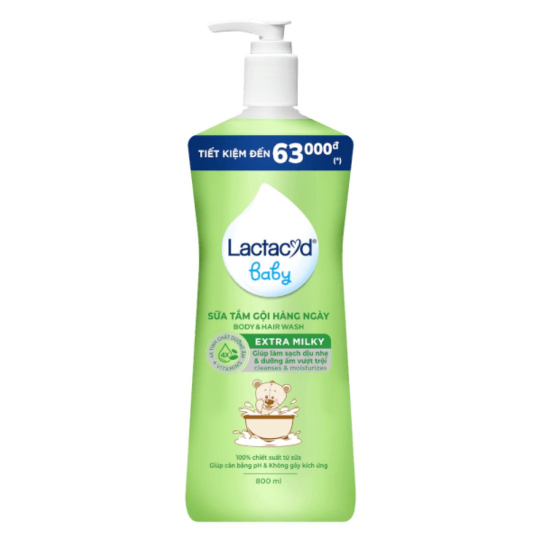 Sữa Tắm Gội Cho Baby Extra Milky Lactacyd 800ml