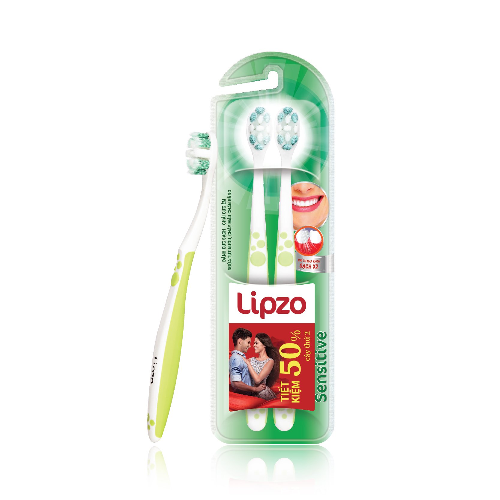 Lô 2 Bàn Chải Đánh Răng Cao Cấp Lipzo Sensitive