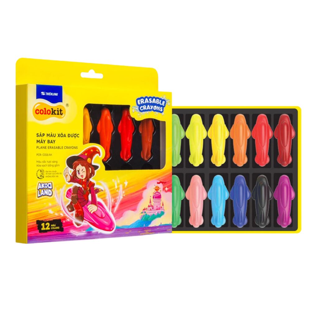 Sáp Nhựa Hình Phi Thuyền Hộp 12 Màu Thiên Long Colokit PCR-C018/AK