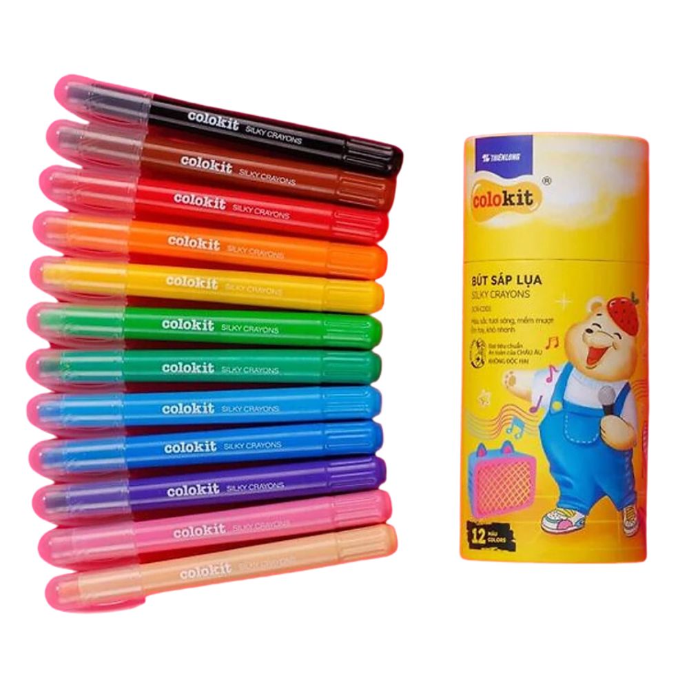 Bút Sáp Lụa Vặn Hộp 12 Màu Thiên Long Colokit SCR-C001