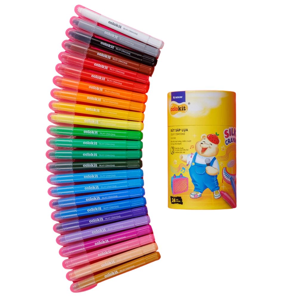 Bút Sáp Lụa Vặn Hộp 24 Màu Thiên Long Colokit SCR-C002