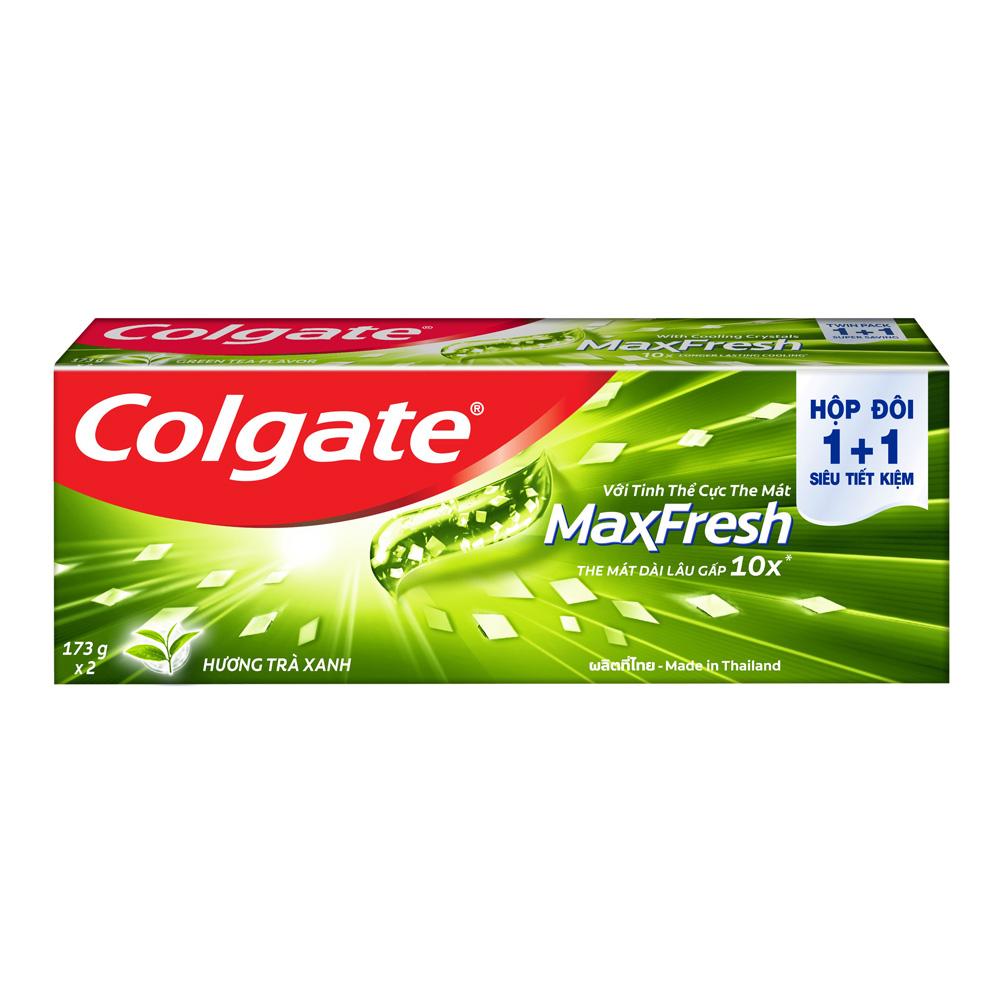Bộ Đôi Kem Đánh Răng Colgate Maxfresh Hương Trà Xanh 2 Tuýp x 173g