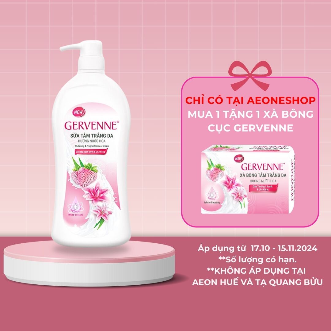 Sữa Tắm Gervenne Dâu Tây Bạch Tuyết & Ly Hồng 900g