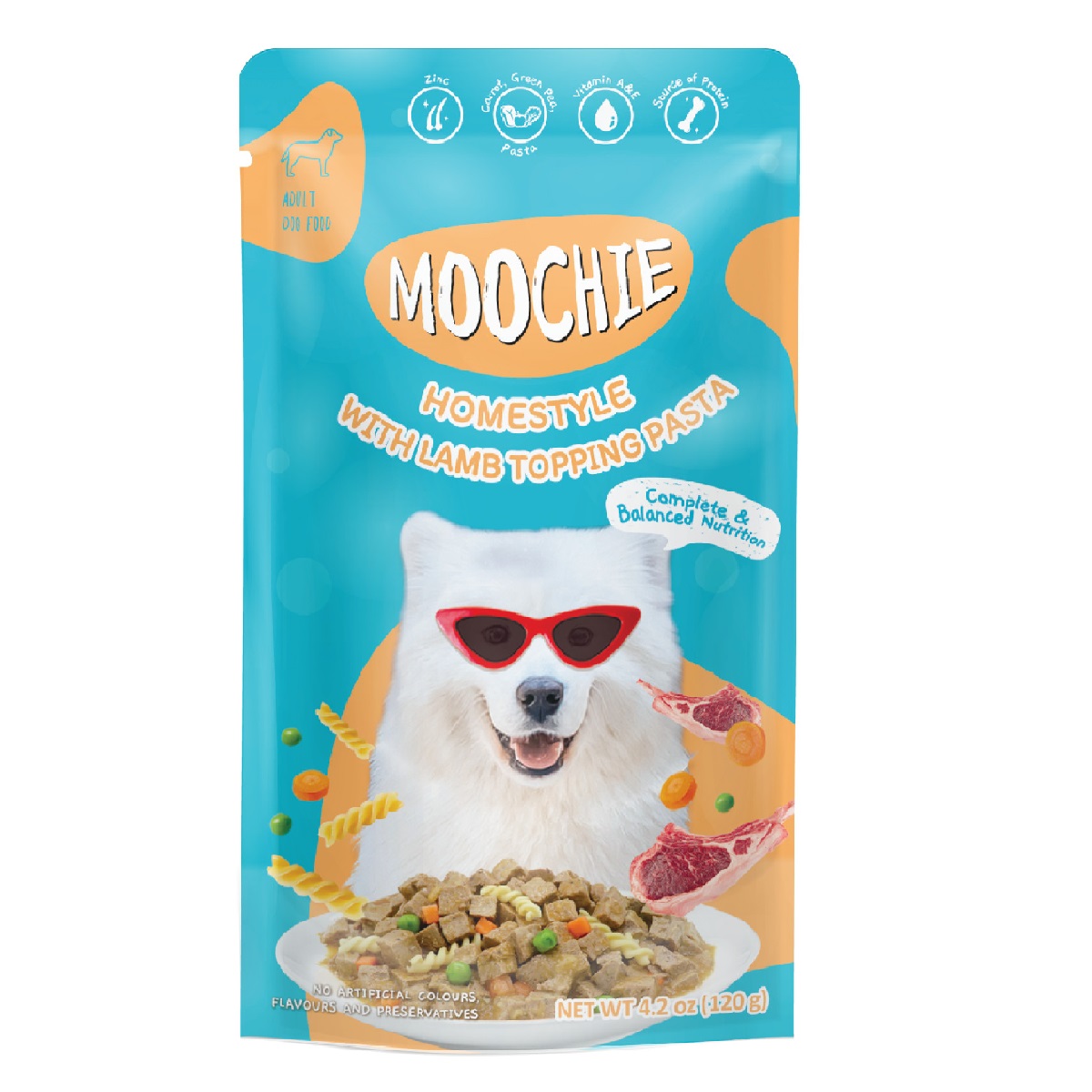 Thức Ăn Cho Chó Moochie Vị Cừu Rắc Mì Ống 120g