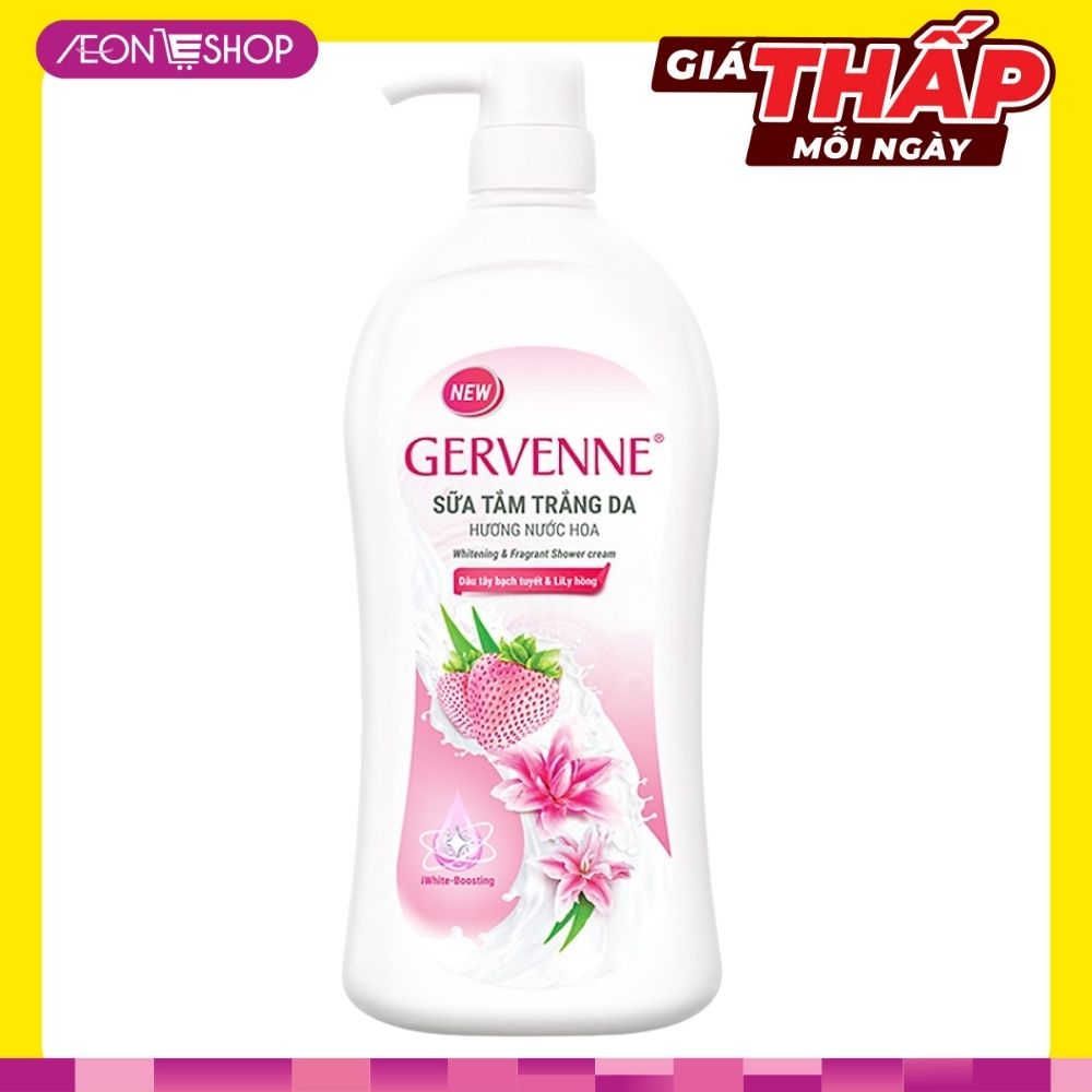 Sữa Tắm Trắng Da Hương Nước Hoa Gervenne Dâu Tây Bạch Tuyết & Ly Hồng 900g