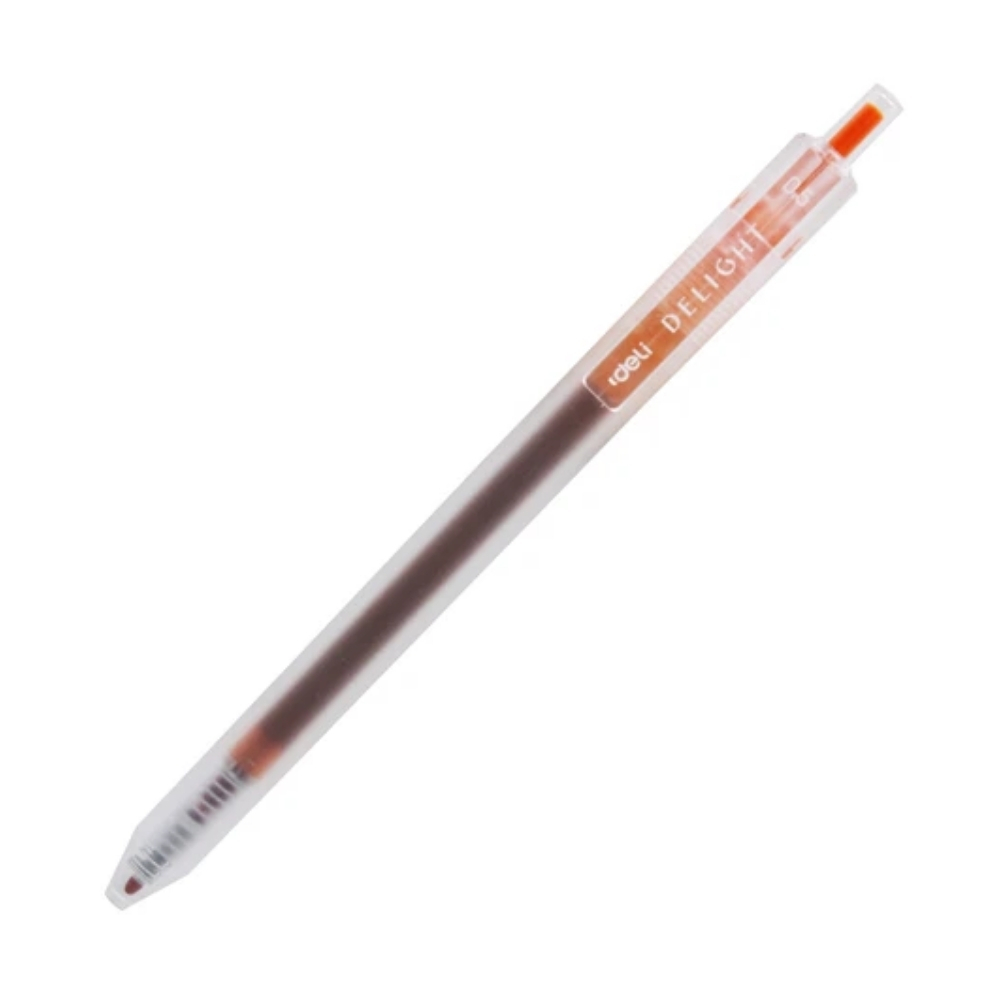 Bút Gel Bấm 0.5mm Deli EG118 Màu Cam