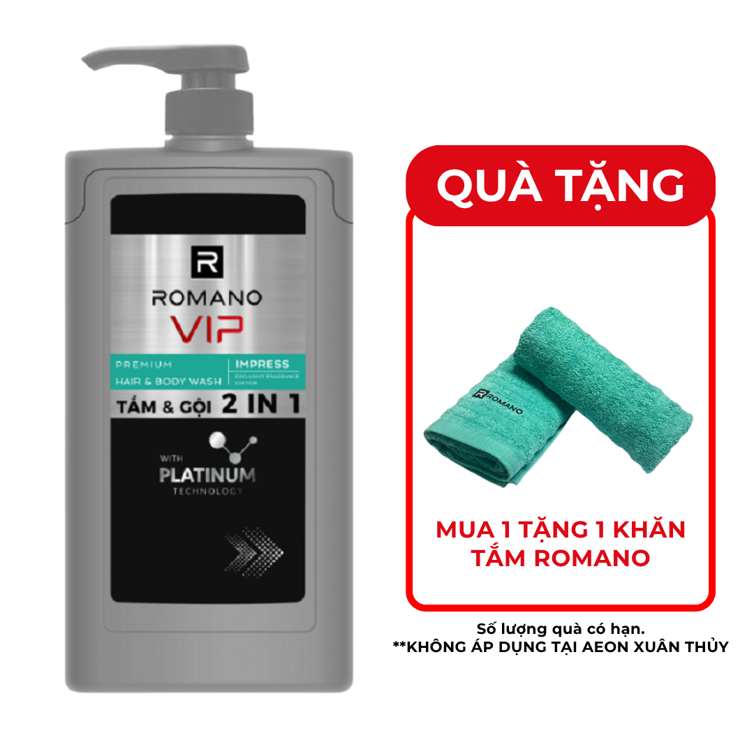 Tắm Gội Cho Nam Hương Nước Hoa Romano VIP Impress 650g