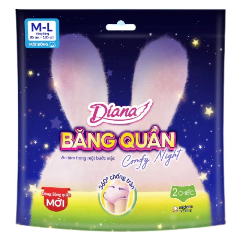 Băng Vệ Sinh Dạng Quần Diana Comfy Night Size M-L 2 Miếng