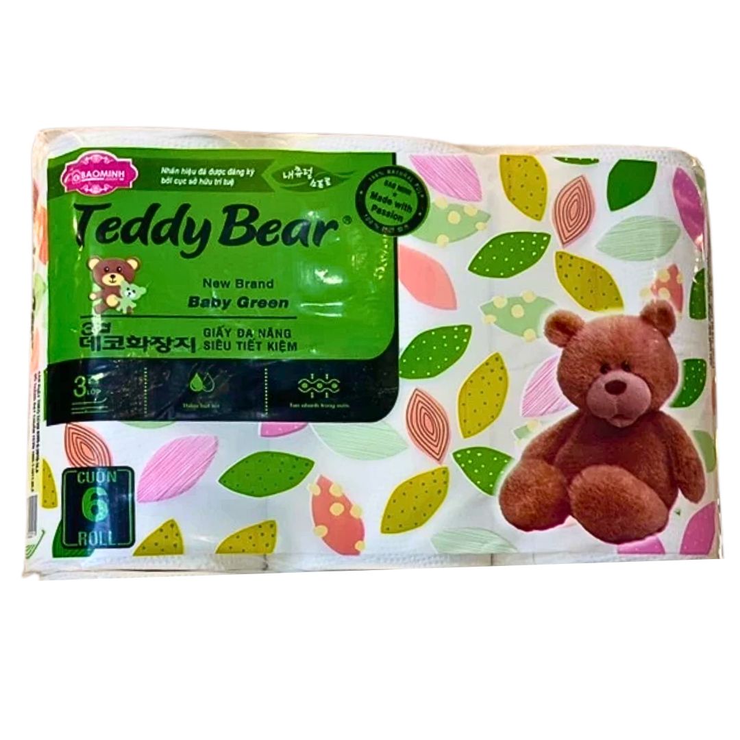 Giấy Vệ Sinh Có Lõi Teddy Bear 6 Cuộn x 3 Lớp