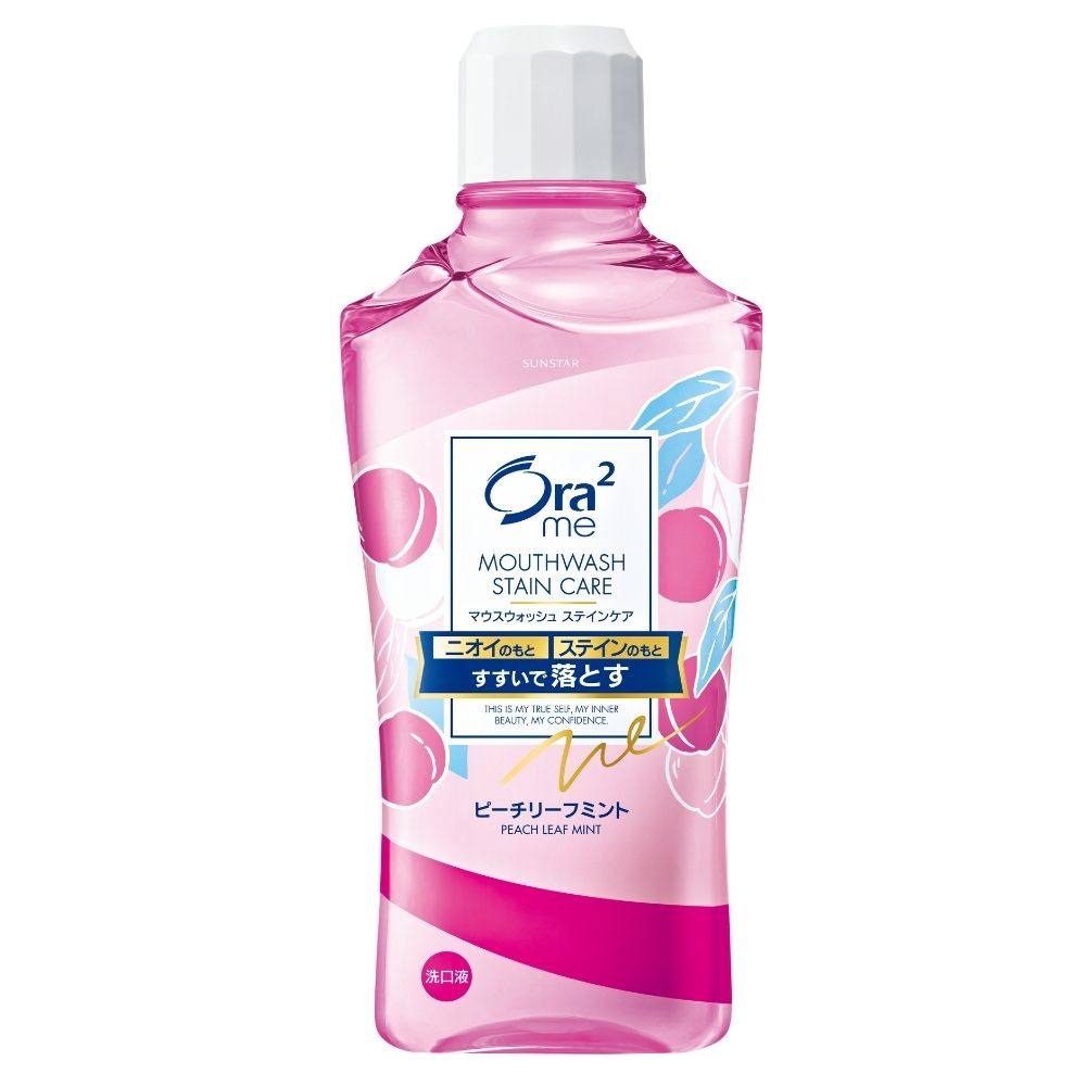 Nước Súc Miệng Sunstar Ora2 Mouthwash Stain Care Hương Bạc Hà Lá Đào 460ml