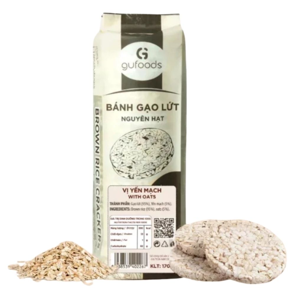 Bánh Gạo Lứt Ăn Kiêng Gufoods Vị Yến Mạch 170g