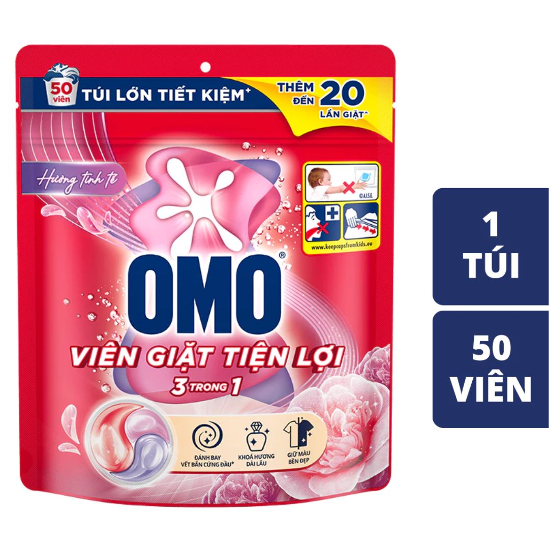 Viên Giặt 3in1 Omo Hương Tinh Tế Gói 50 Viên x 10.5g
