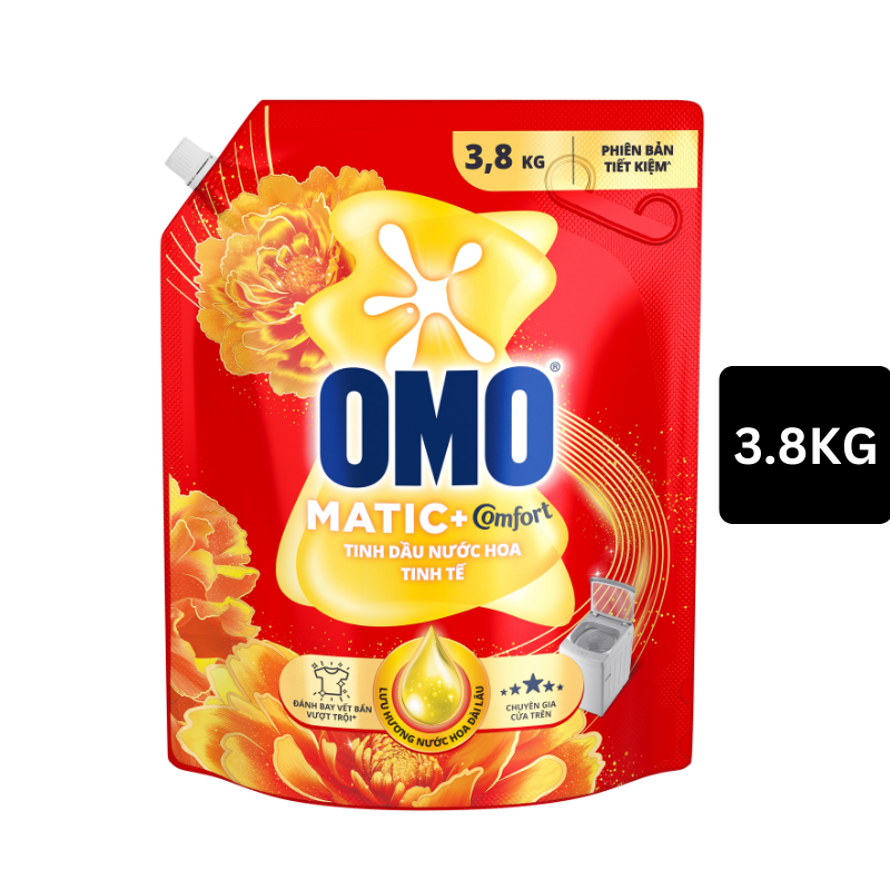 Nước Giặt Omo Matic Cửa Trên Hương Comfort Tinh Dầu Thơm 3.8kg
