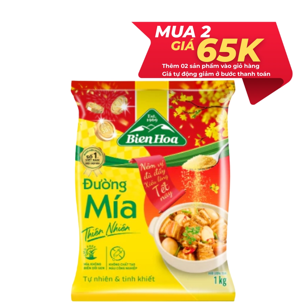 Đường vàng thiên nhiên Biên Hòa Gold gói 1kg