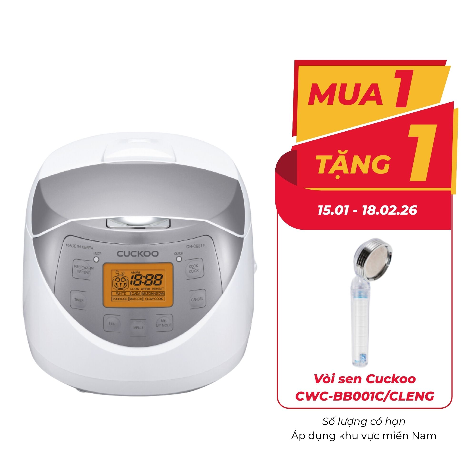 Nồi Cơm Điện Tử Cuckoo CR-0631F/WHSIVNCV 1.8L
