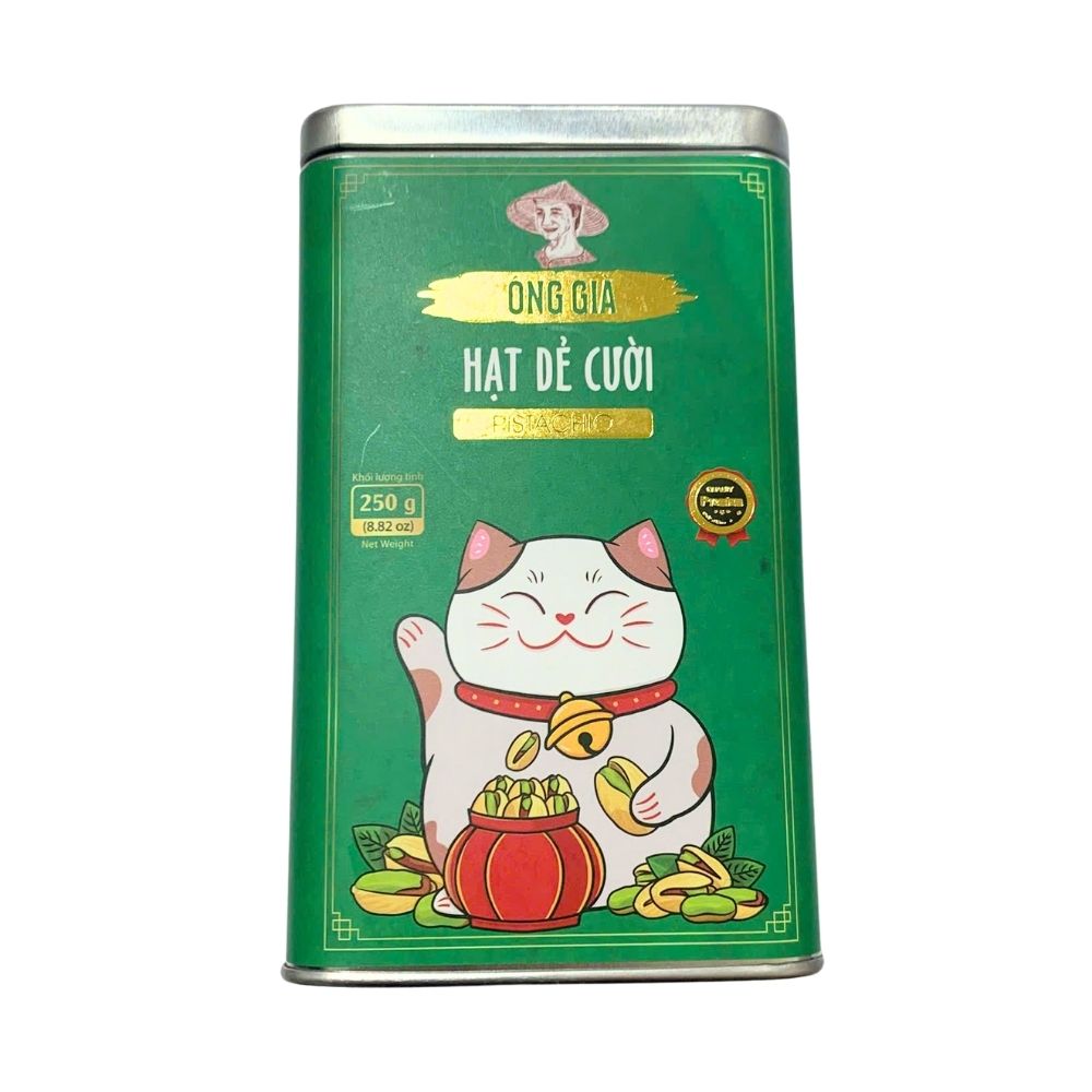 Hạt Dẻ Cười Ông Già Hộp Tròn Mèo Xanh Lá 250g