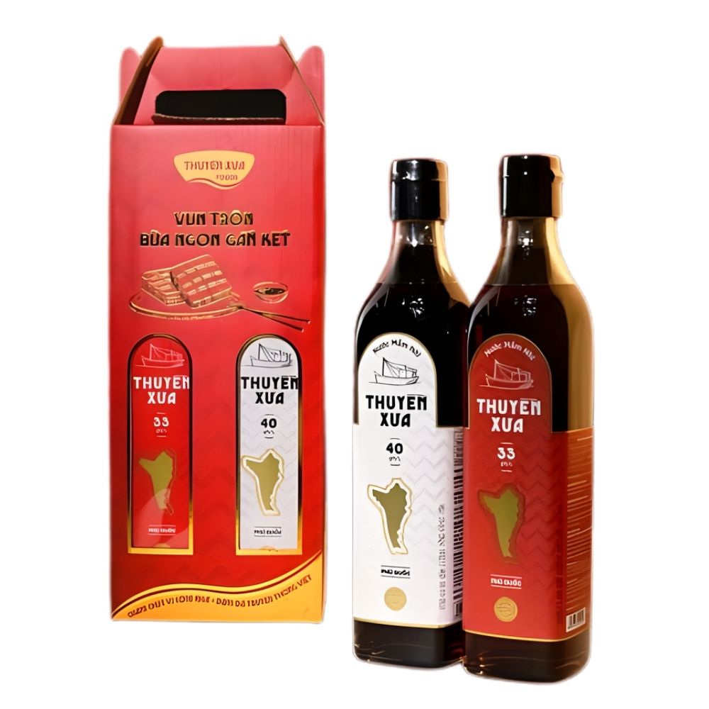 Hộp 2 Chai Nước Mắm Thuyền Xưa 33N-40N 500ml