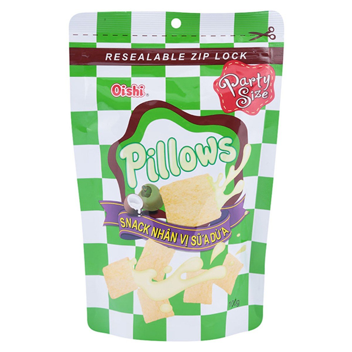 Bánh Pillows Oishi Nhân Sữa Dừa 85g