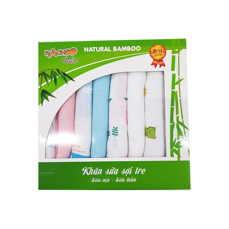 Khăn Sữa Sợi Tre Kachoo Baby 8 Cái 30x30cm