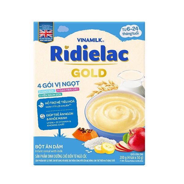 Bột ăn dặm Vinamilk Ridielac Gold 3 Vị Ngọt hộp 200g giá tốt 5/2025