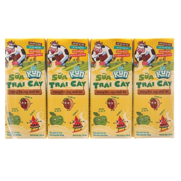 Lốc 4 Hộp Sữa Trái Cây Nhiệt Đới Lif Kun